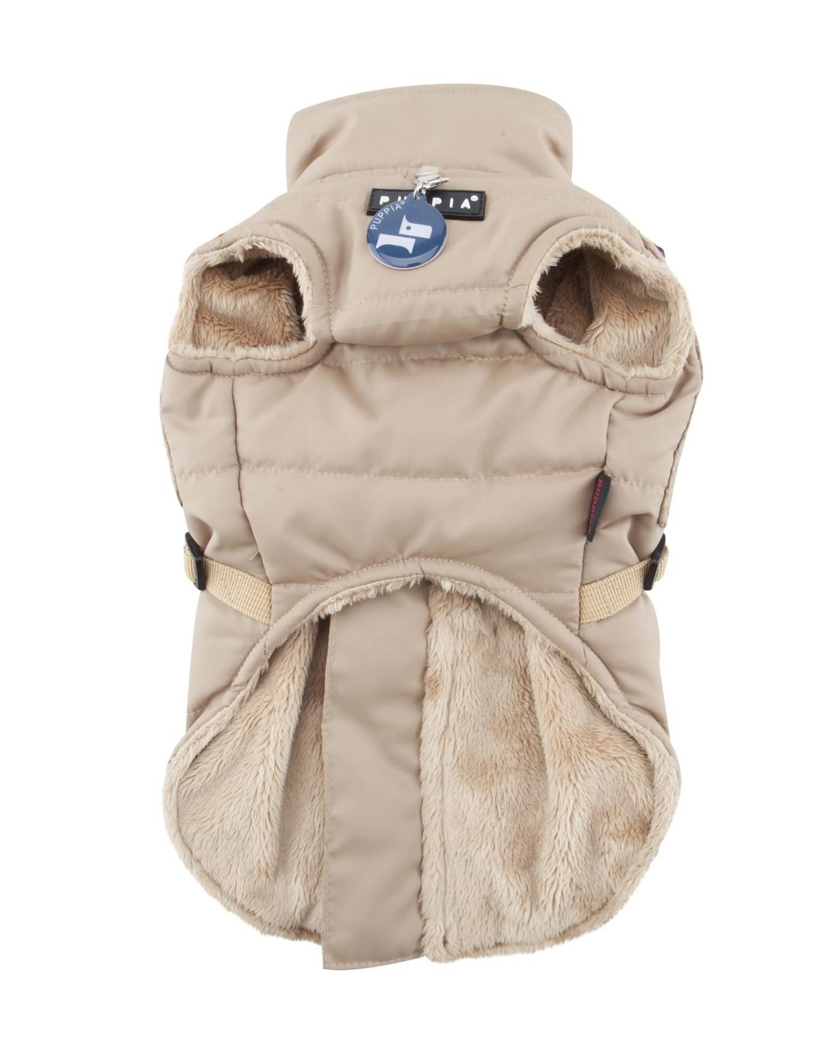 PUPPIA | Wilkes Winter Harness Dog Jacket in Beige | DOG & CO.