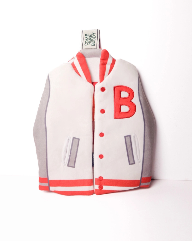 COME HERE BUDDY | Varsity Jacket Nosework Snuffle Dog Toy | DOG & CO.