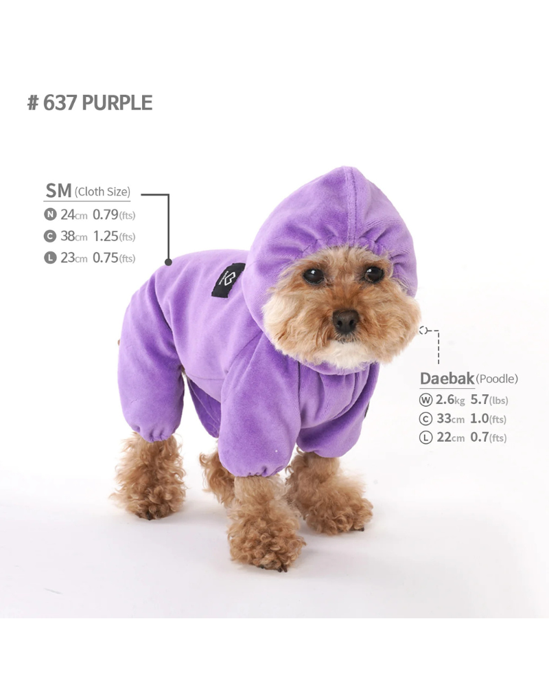 SSOOOK | Velour Coverall Onesie for Dogs (Regular Fit in Purple, Ivory ...