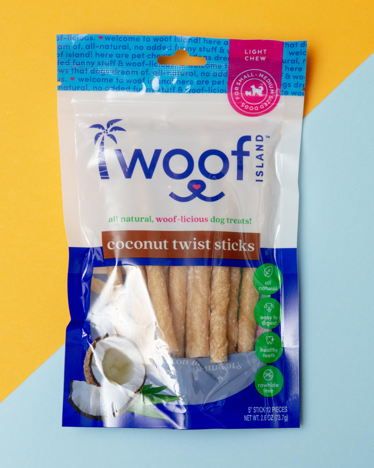 WOOF ISLAND | All Natural Coconut Dog Twist Sticks Treat (12-Pack ...