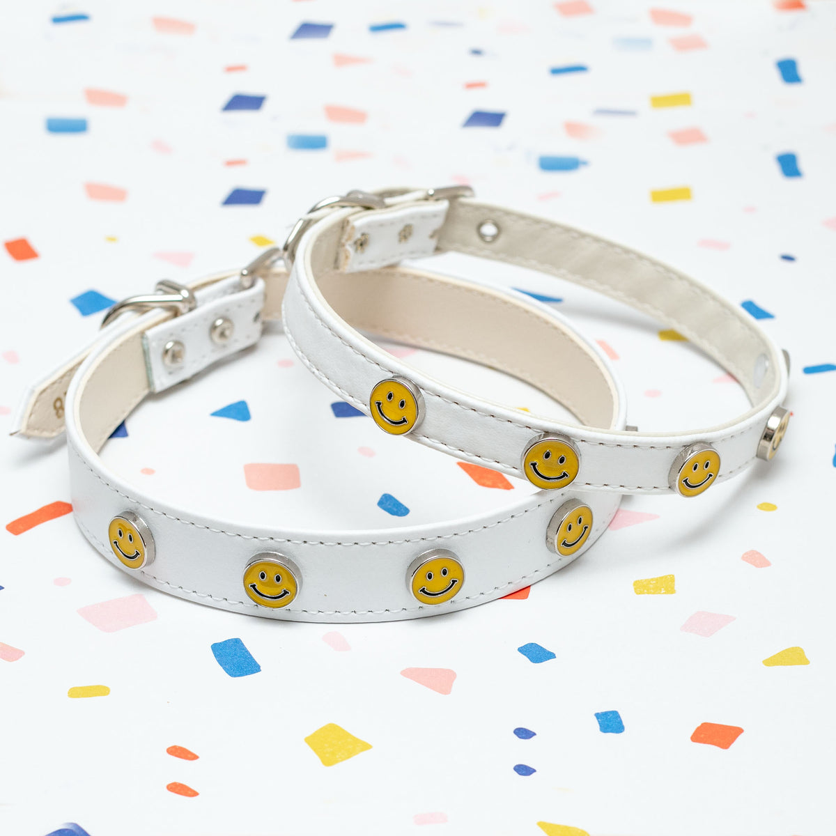 BARKWELL |Smiley Face Vegan Leather Dog Collar in White (Made in the ...