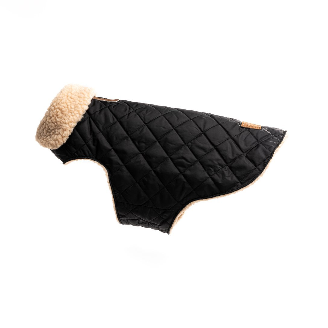 FAB DOG | Black Quilted Faux Shearling Dog Coat | DOG & CO.