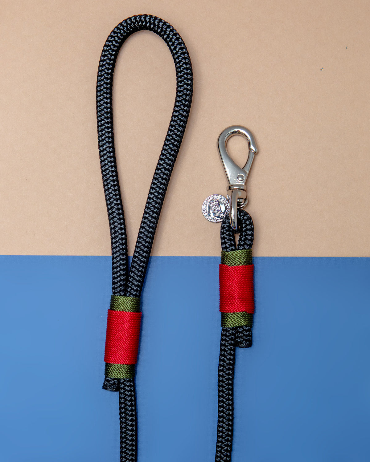 RUGGED WRIST | Black Rope with Red and Olive Trim Dog Leash (Made in ...